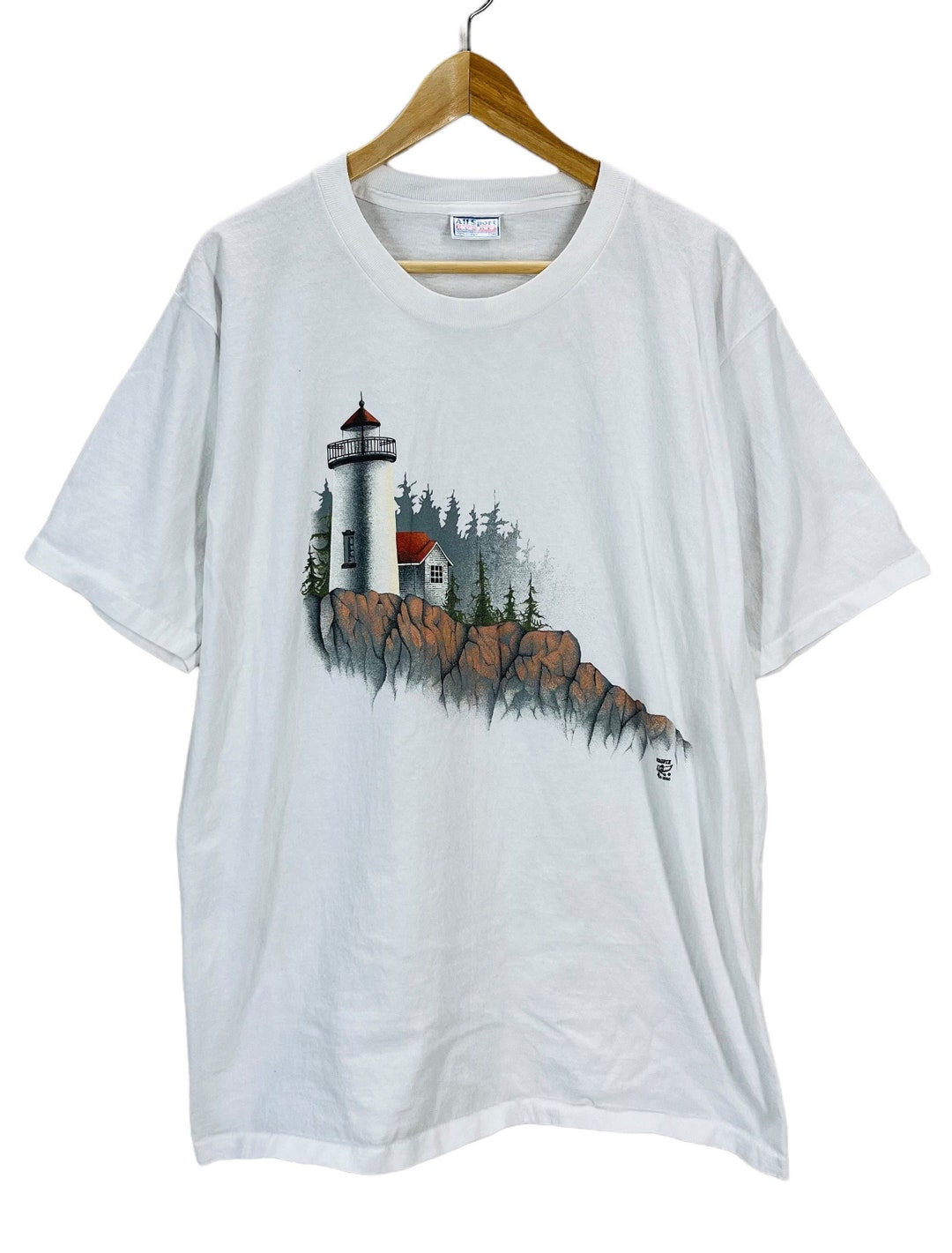 Vintage Lighthouse Art Single Stitch T-shirt Large - Etsy