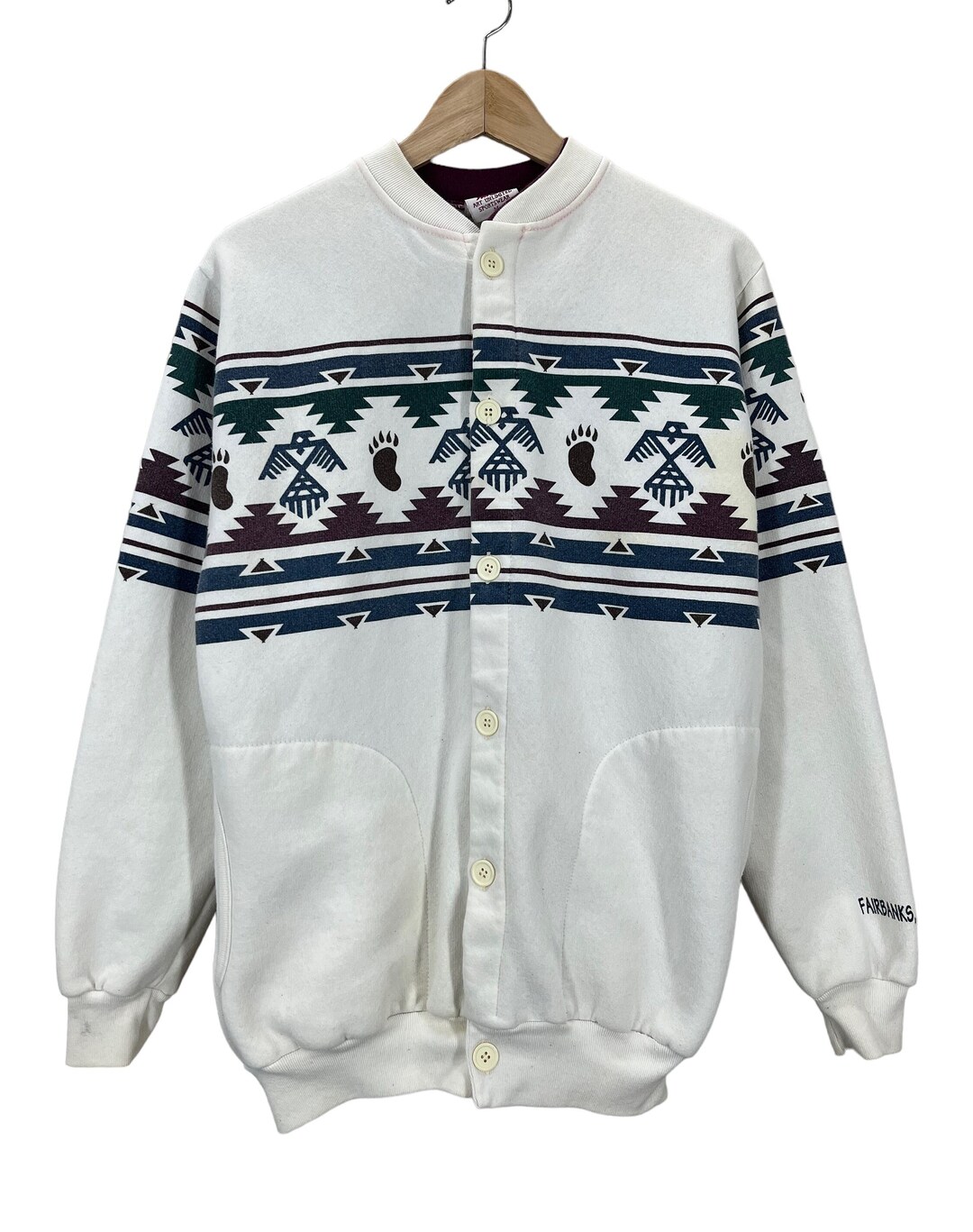 Vintage Native American Art Alaska Cardigan Sweatshirt Medium - Etsy