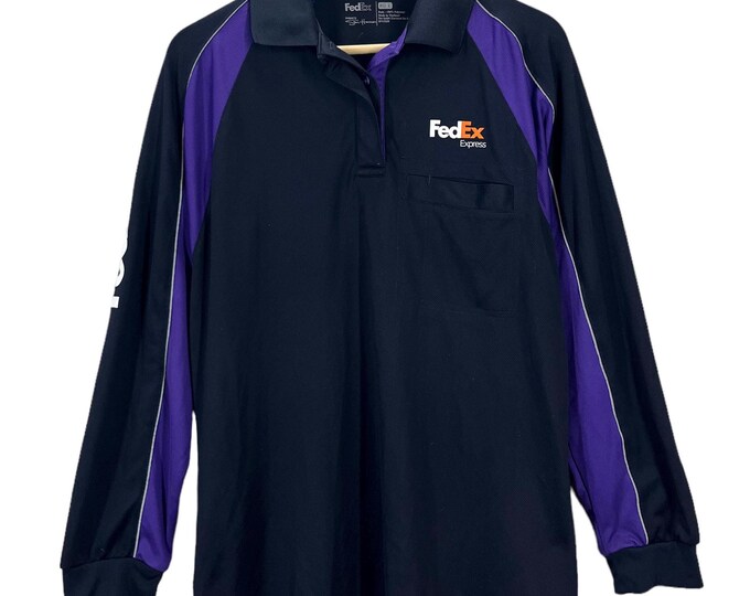Fedex Stan Herman Blue Purple Reflective Long Sleeve Polo Shirt Large ...
