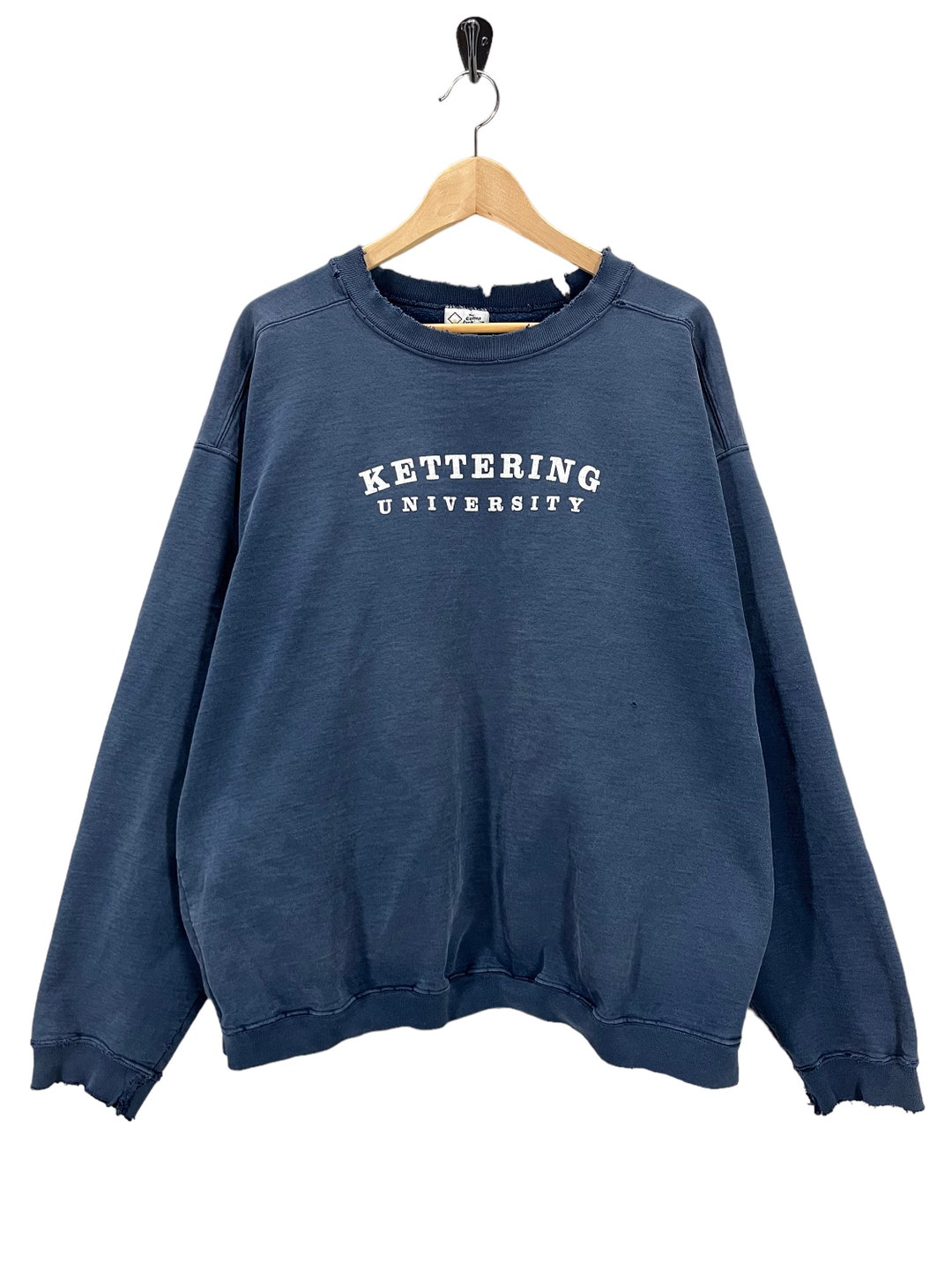 Vintage 90s Kettering University Faded Blue Distressed Crewneck ...