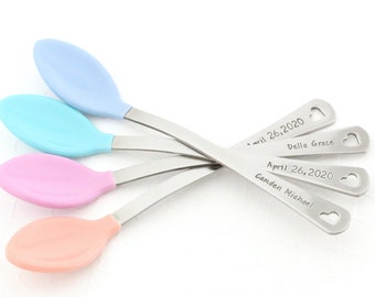 Personalized Baby Spoons, Set of 2 Custom Baby Boy Spoons, Engraved ...