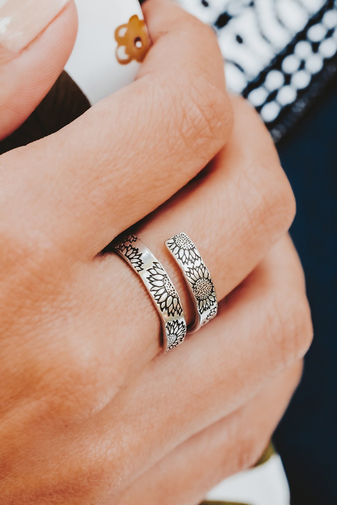 Adjustable Sunflower Wrap Ring for Women, Gift for Friend - Etsy