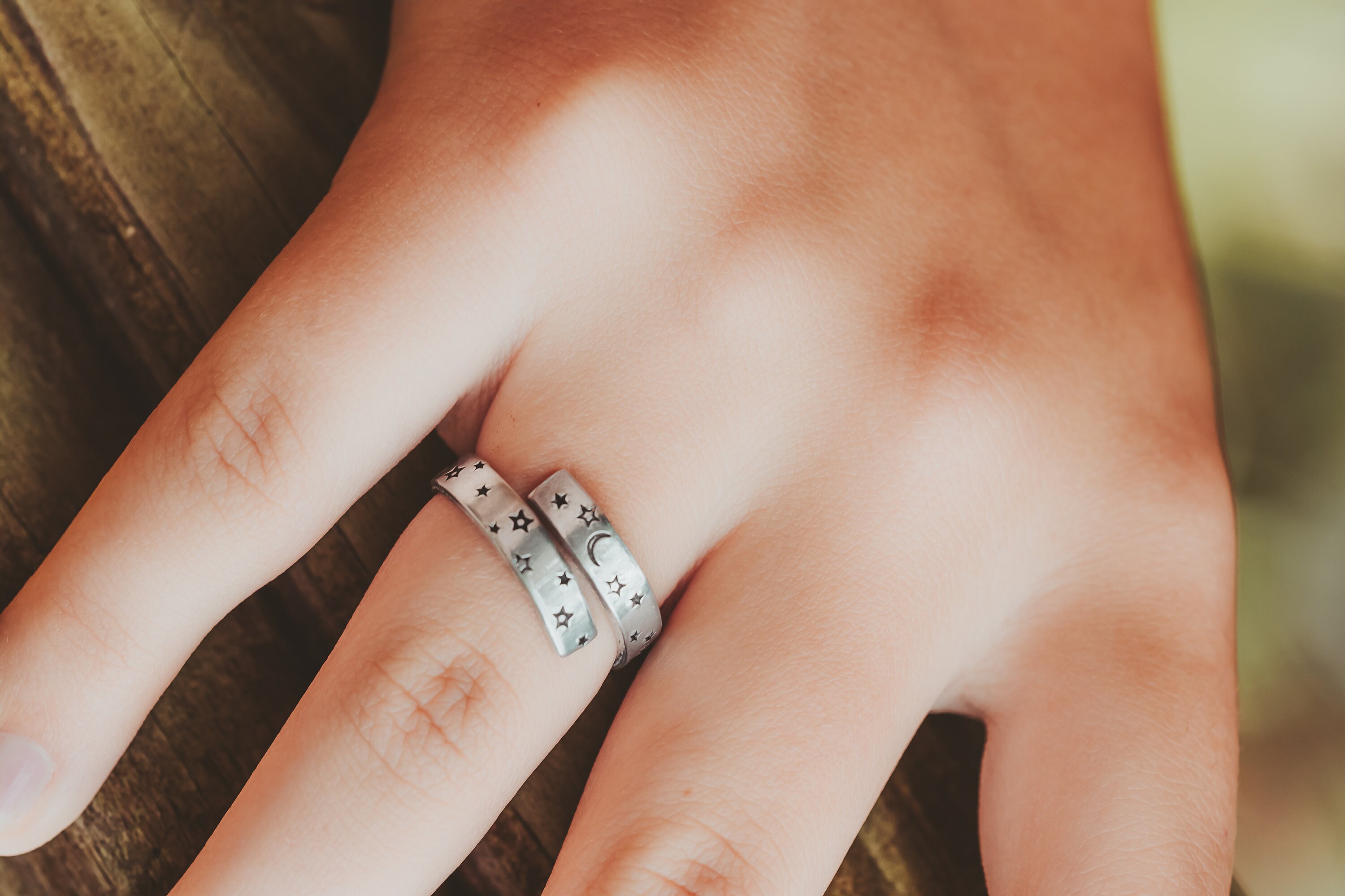 Moon And Star Ring Starry Night Ring Moon Ring Adjustable | Etsy