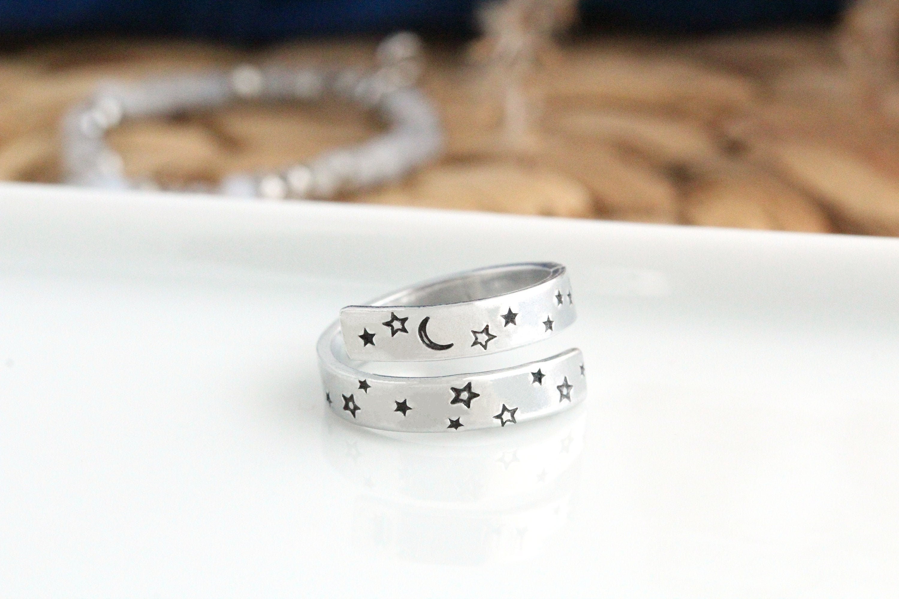 Moon And Star Ring Starry Night Ring Moon Ring Adjustable | Etsy