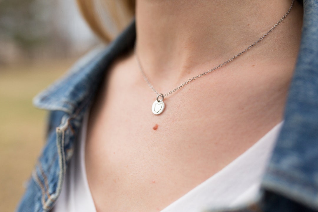 Tiny Ohio State Necklace, Silver Aluminum Pendant - Etsy