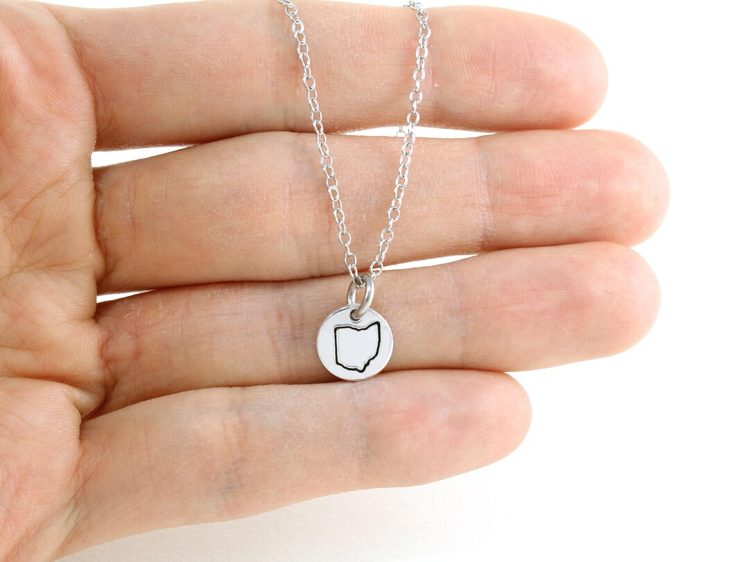 Tiny Ohio State Necklace, Silver Pendant, Stainless Steel Chain - Etsy