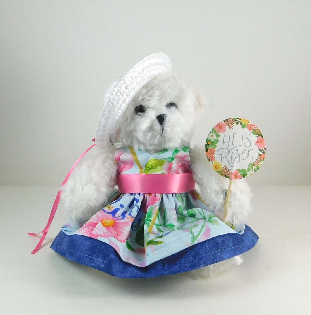 Happy Easter Religious Teddy Bear Gift, Christian Decoration in Blue ...