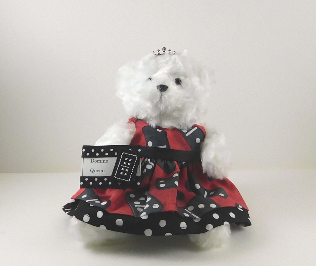 Domino Queen Gift for Woman Who Loves to Play Dominoes, White Teddy ...