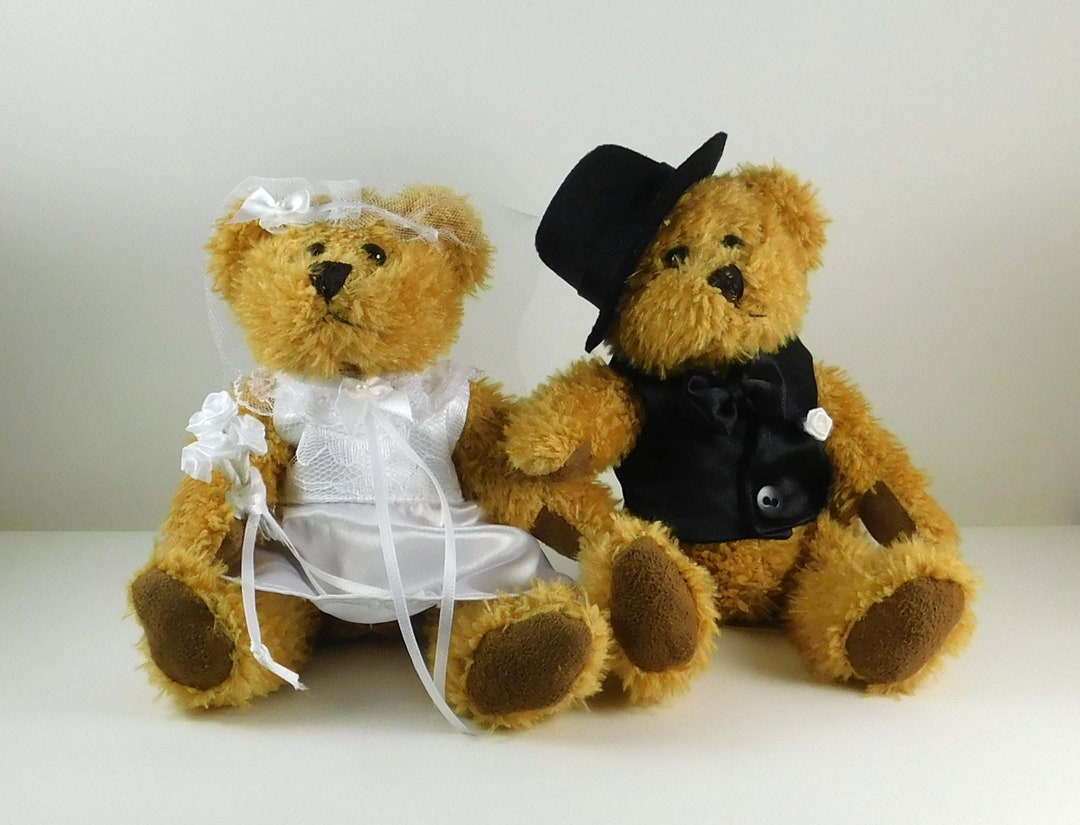NEW - Wedding Gift Idea for Bride and Groom, Golden Brown Wedding Teddy ...