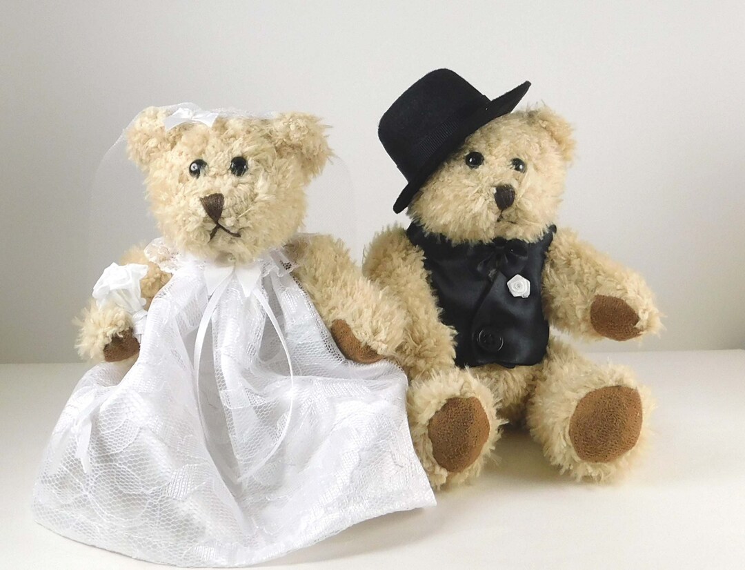 Bride and Groom Beige Teddy Bears, Handmade Wedding Gift - Etsy