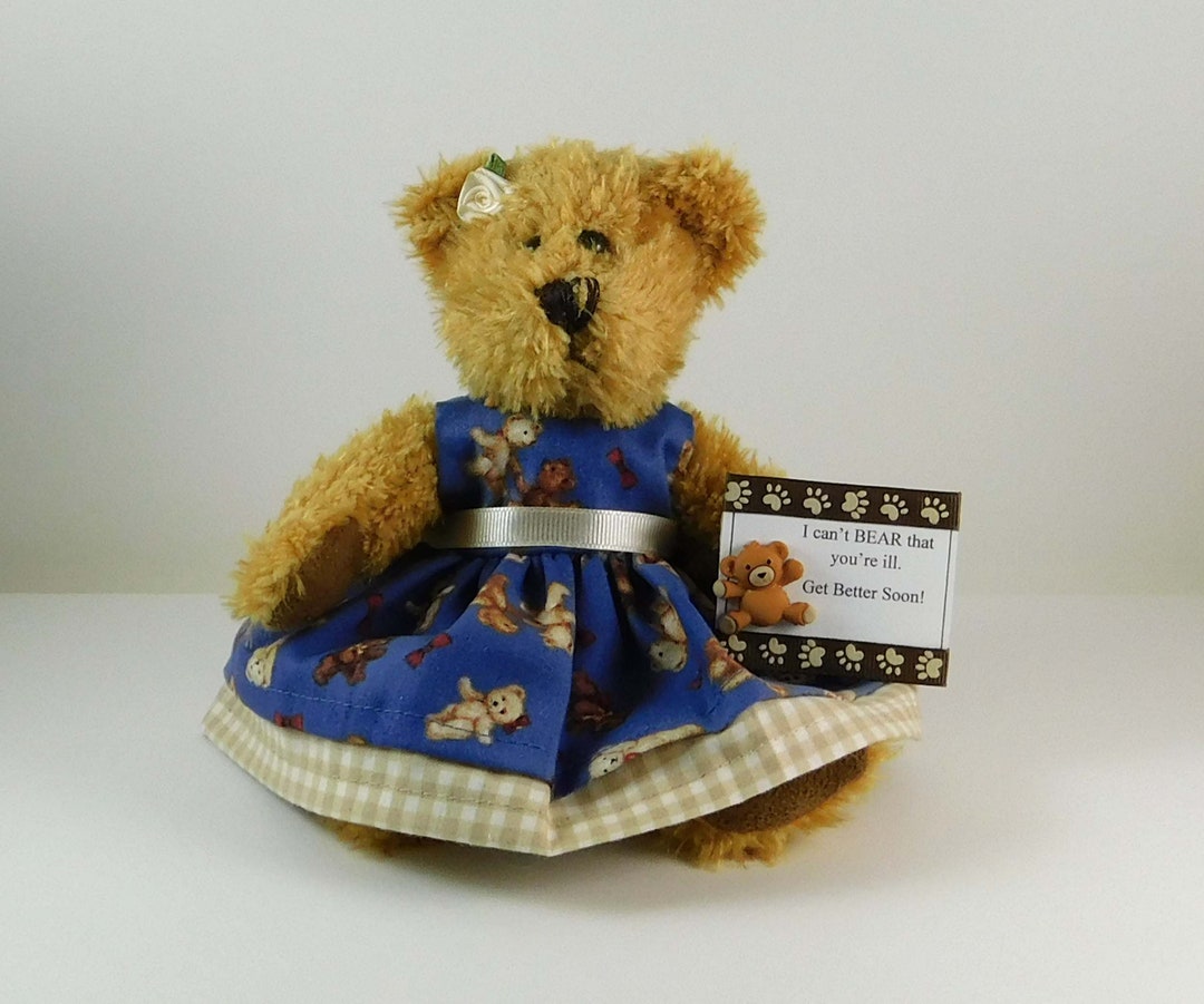 Teddy Bear Get Well Gift: Handmade Bear in Blue Dress - Etsy