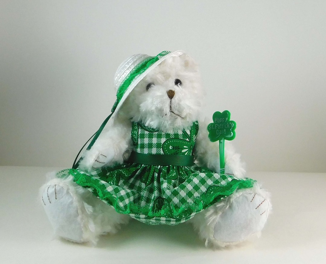 St Patrick Day Teddy Bear Decoration, Country Irish Shamrock Décor ...