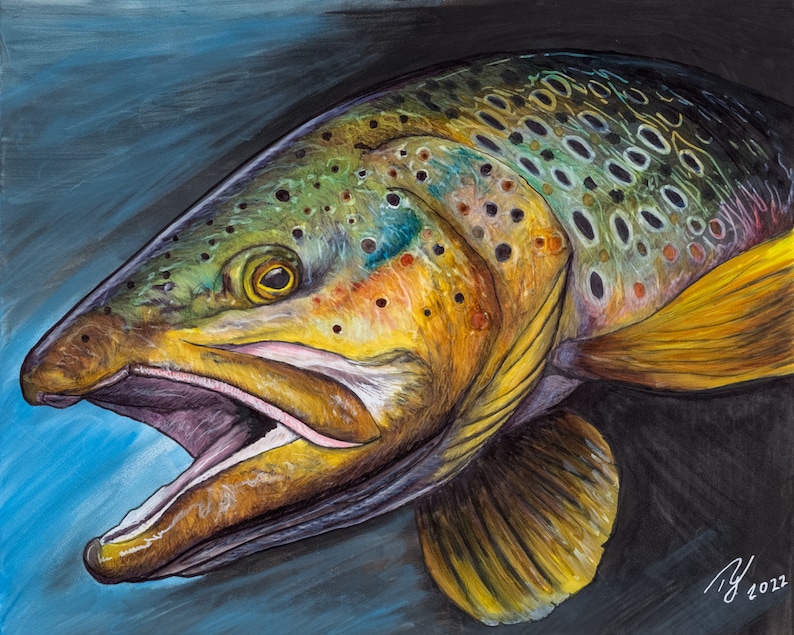 Darkness Brown Trout Print - Etsy