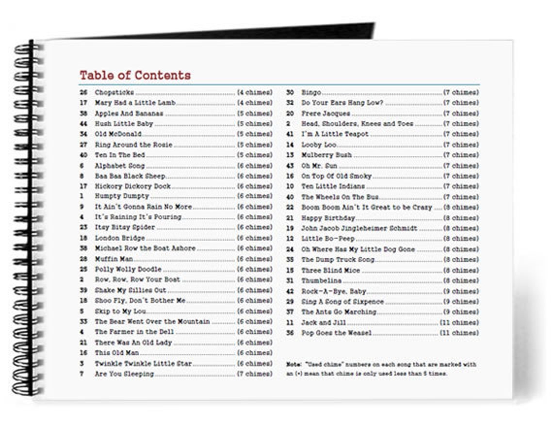 Pipe Chime Children's Music Song Book (PDF) - Etsy