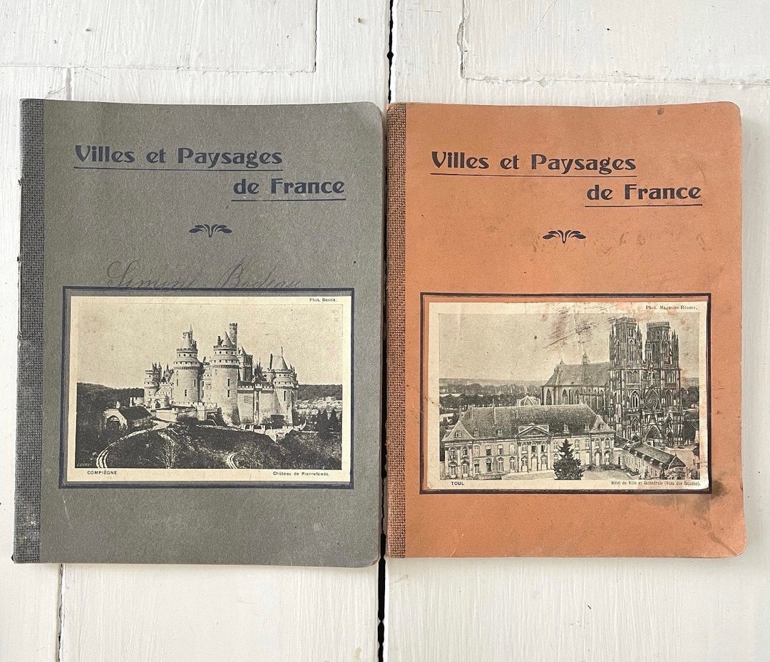Pair of 1920's French Antique School Books, Exercise Books, Work Books ...
