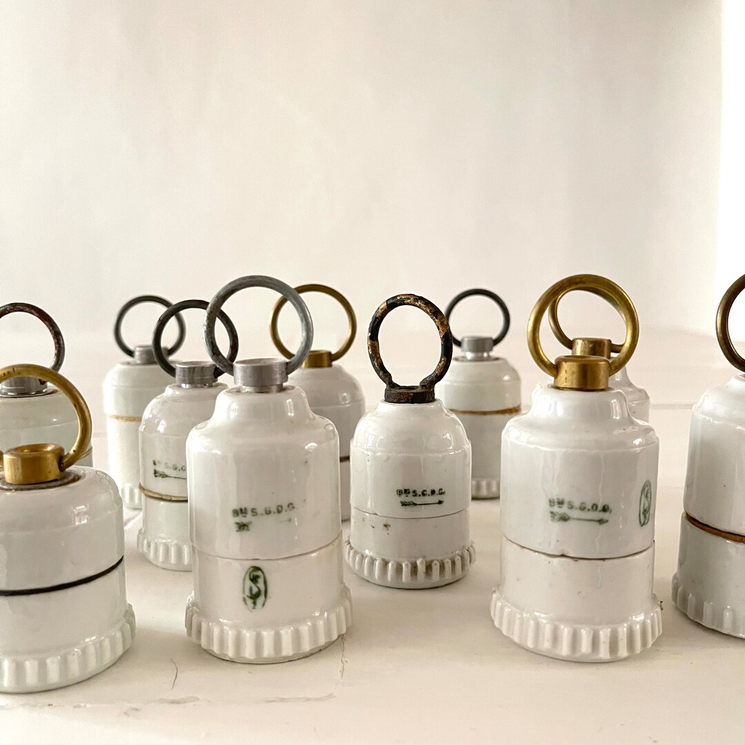 French Vintage Porcelain Lamp Holders - Etsy