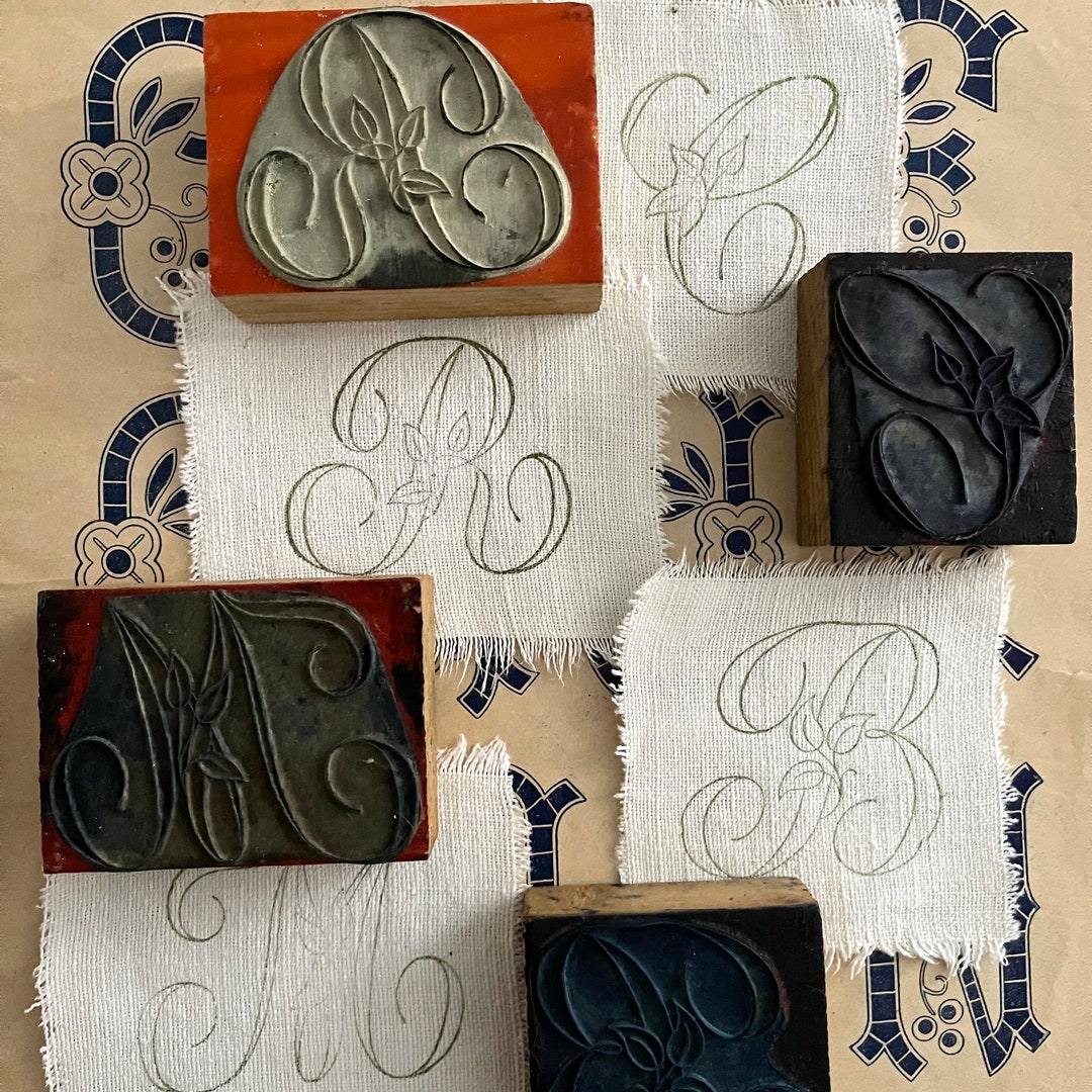 Choose Pretty French Antique Monogram Stamp Trousseau, Embroidery Stamp ...
