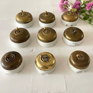 French Vintage Brass / Porcelain Light Switch - Etsy