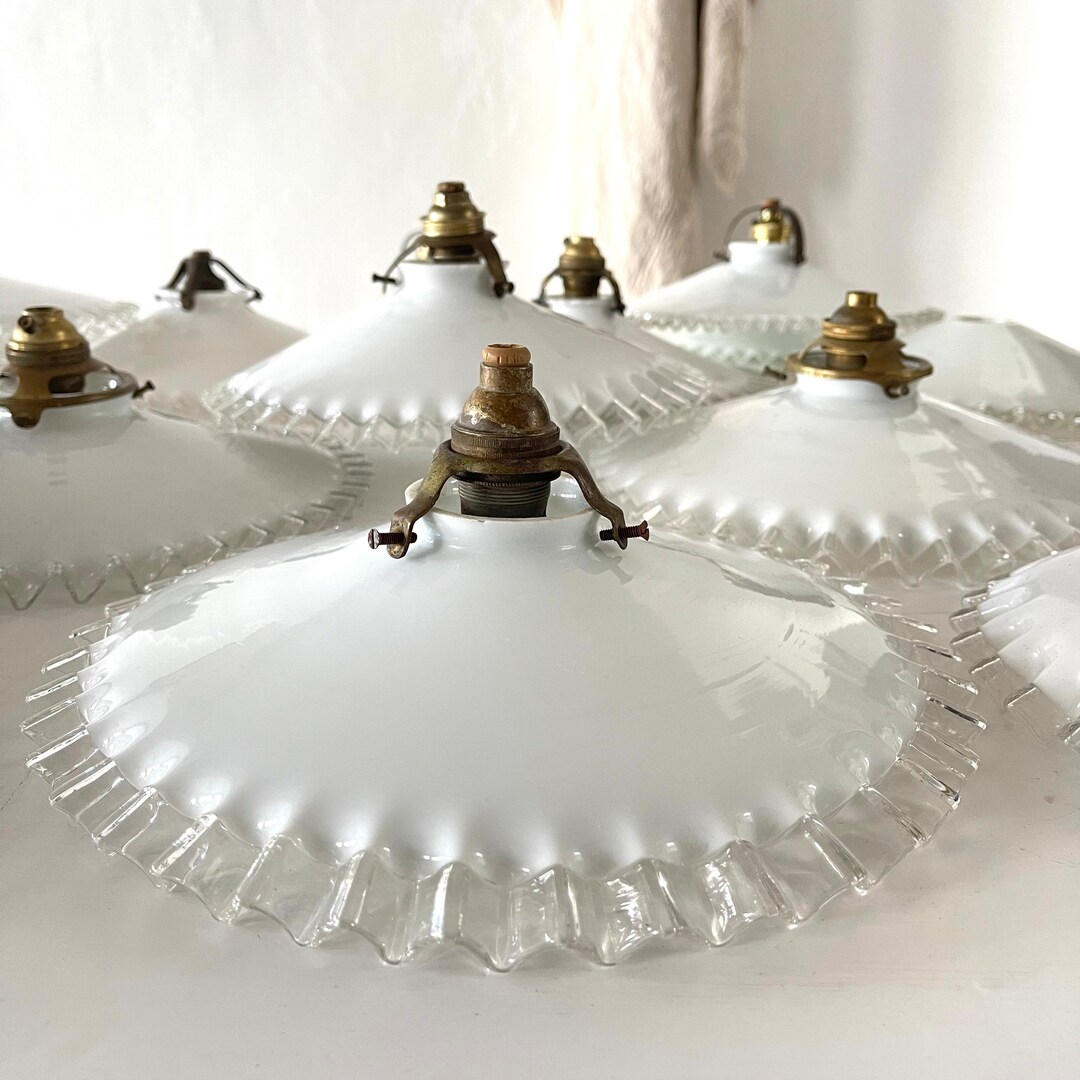 50's French Vintage Frilly Opaline Lamp Kit - Etsy