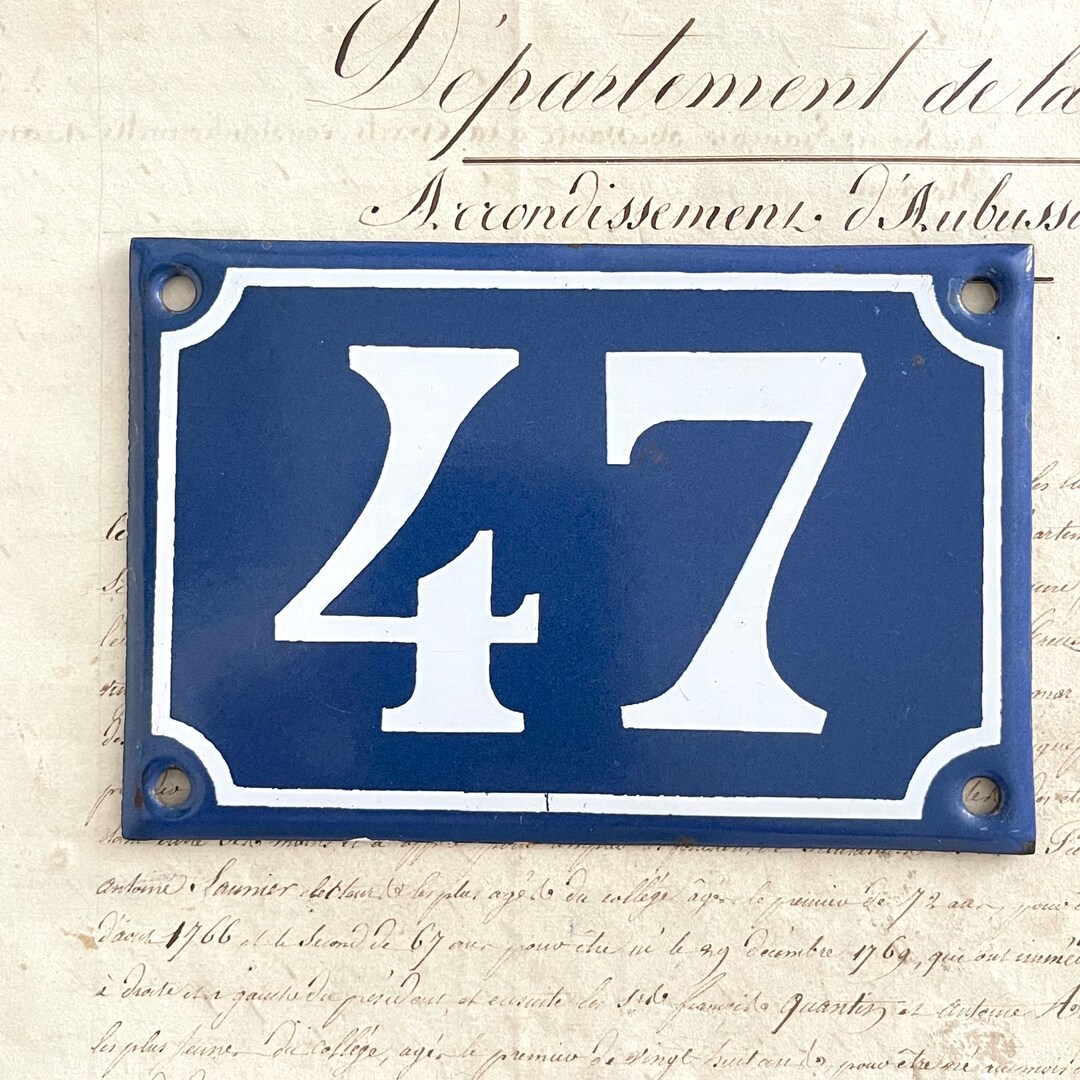 French Vintage Enamel Sign, Enamel Plate, Enamel Plaque, House Number ...