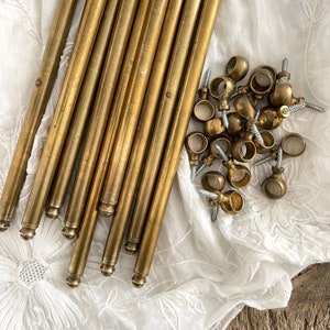 24 1/4 French Antique Cafe Rod, Pot Rack, Stair Rod With Fixing Loops ...