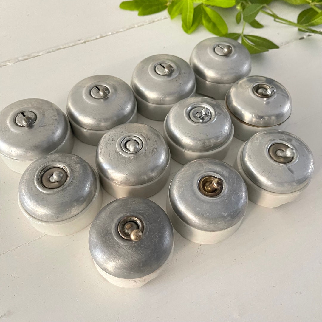 French Vintage Porcelain / Aluminium Light Switch - Etsy