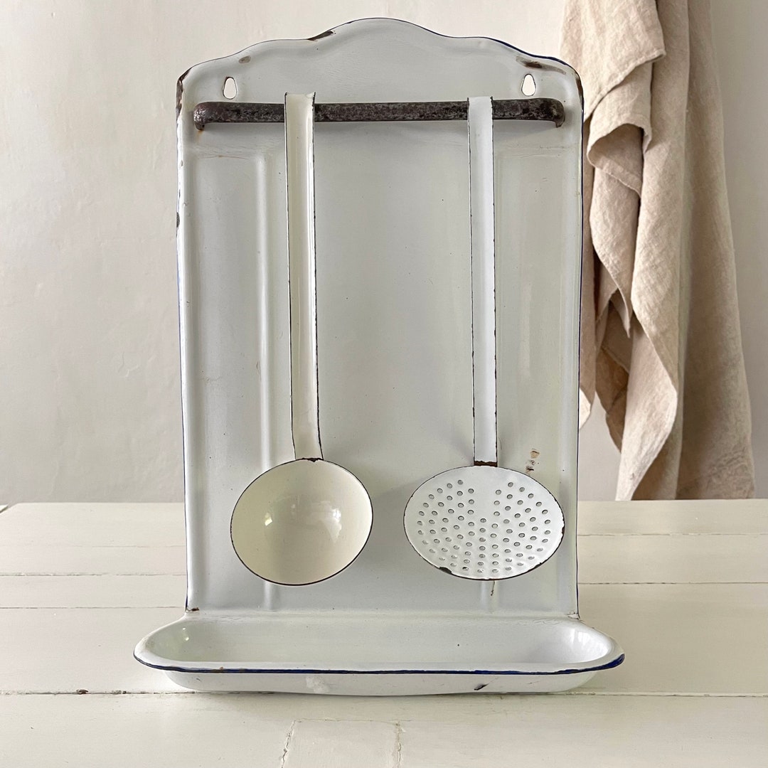French Antique Enamel Utensil Rack - Etsy