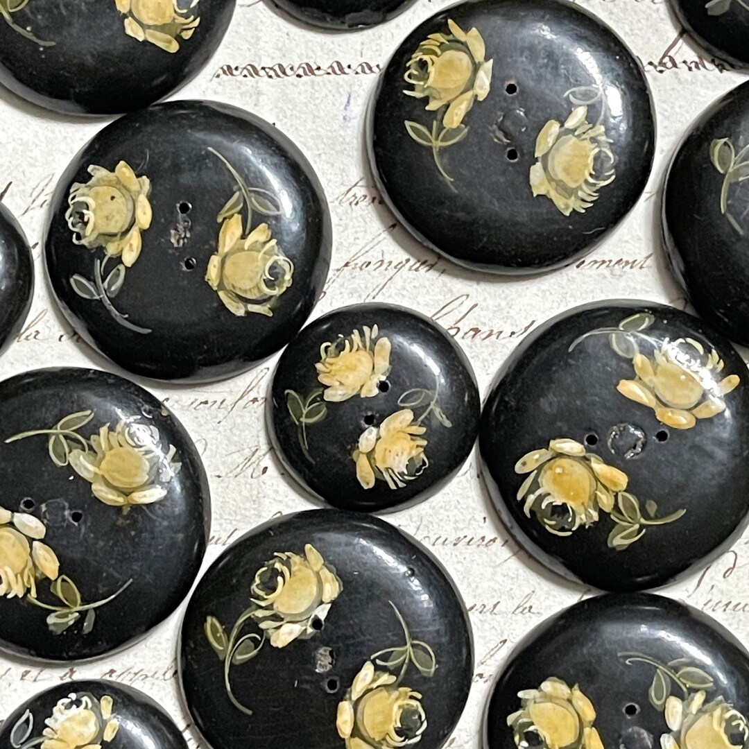 French Antique Handmade and Hand Painted Buttons - Etsy