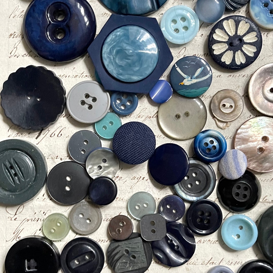 75 French Antique / Vintage Blue Buttons - Etsy