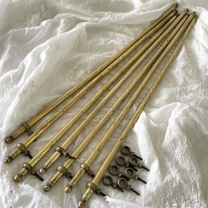 29 1/4" French Antique Cafe Rod, Pot Rack, Stair Rod With Fixing Loops ...