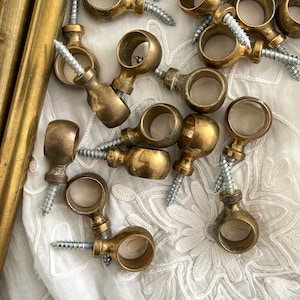 24 1/4 French Antique Cafe Rod, Pot Rack, Stair Rod With Fixing Loops ...