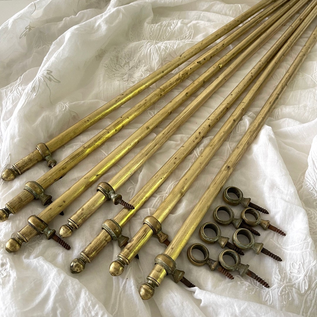 29 1/4 French Antique Cafe Rod, Pot Rack, Stair Rod With Fixing Loops ...