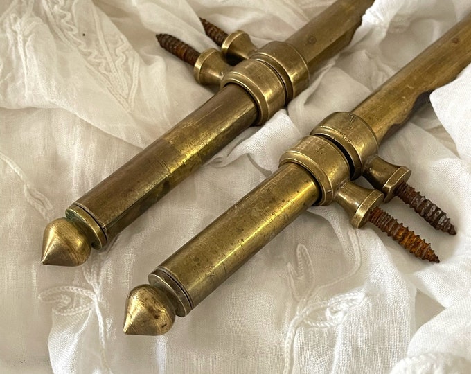 31 1/2 French Antique Cafe Rod, Pot Rack, Stair Rod With Fixing Loops ...