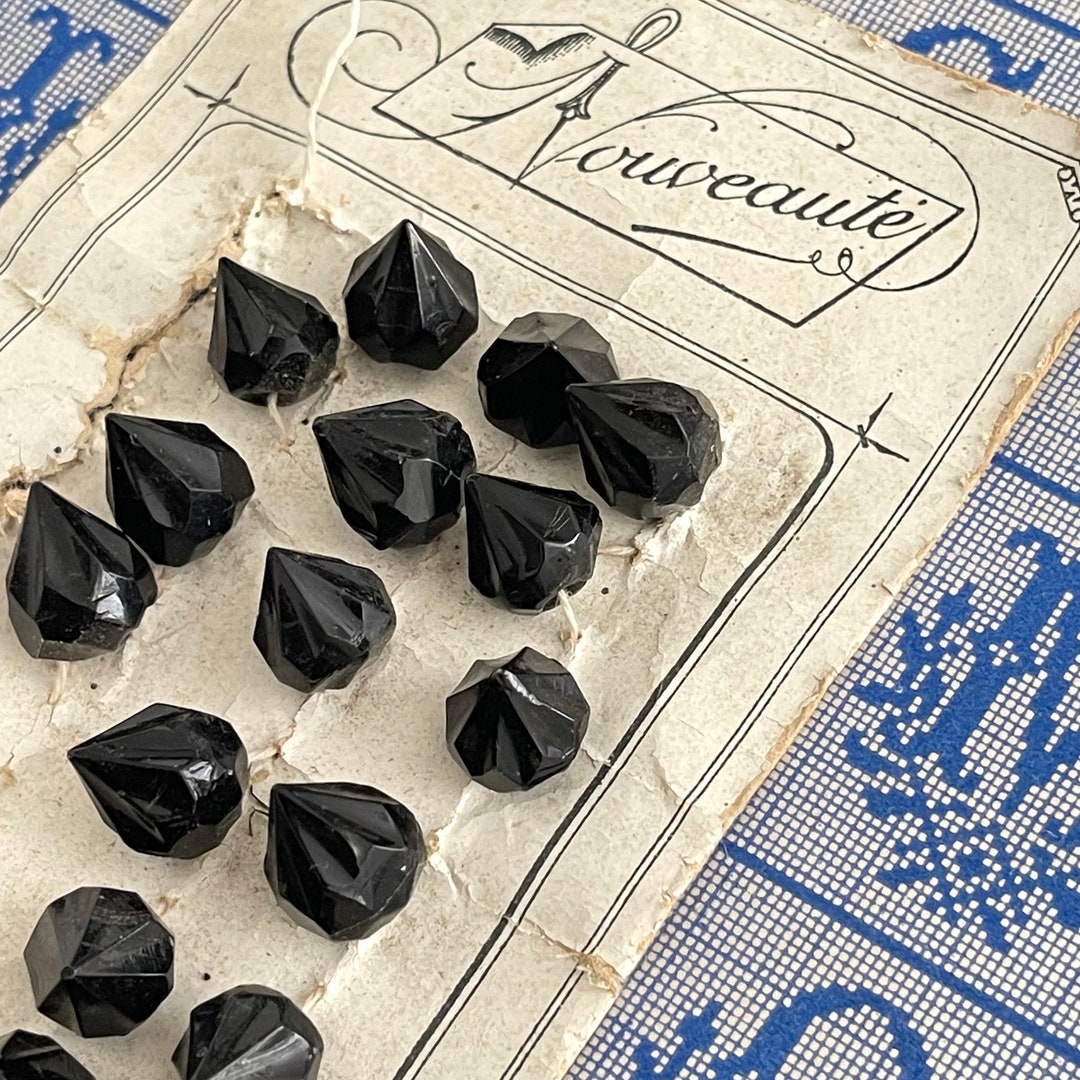 16 French Antique Mourning Buttons on Original Card - Etsy