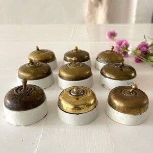 French Vintage Brass / Porcelain Light Switch - Etsy