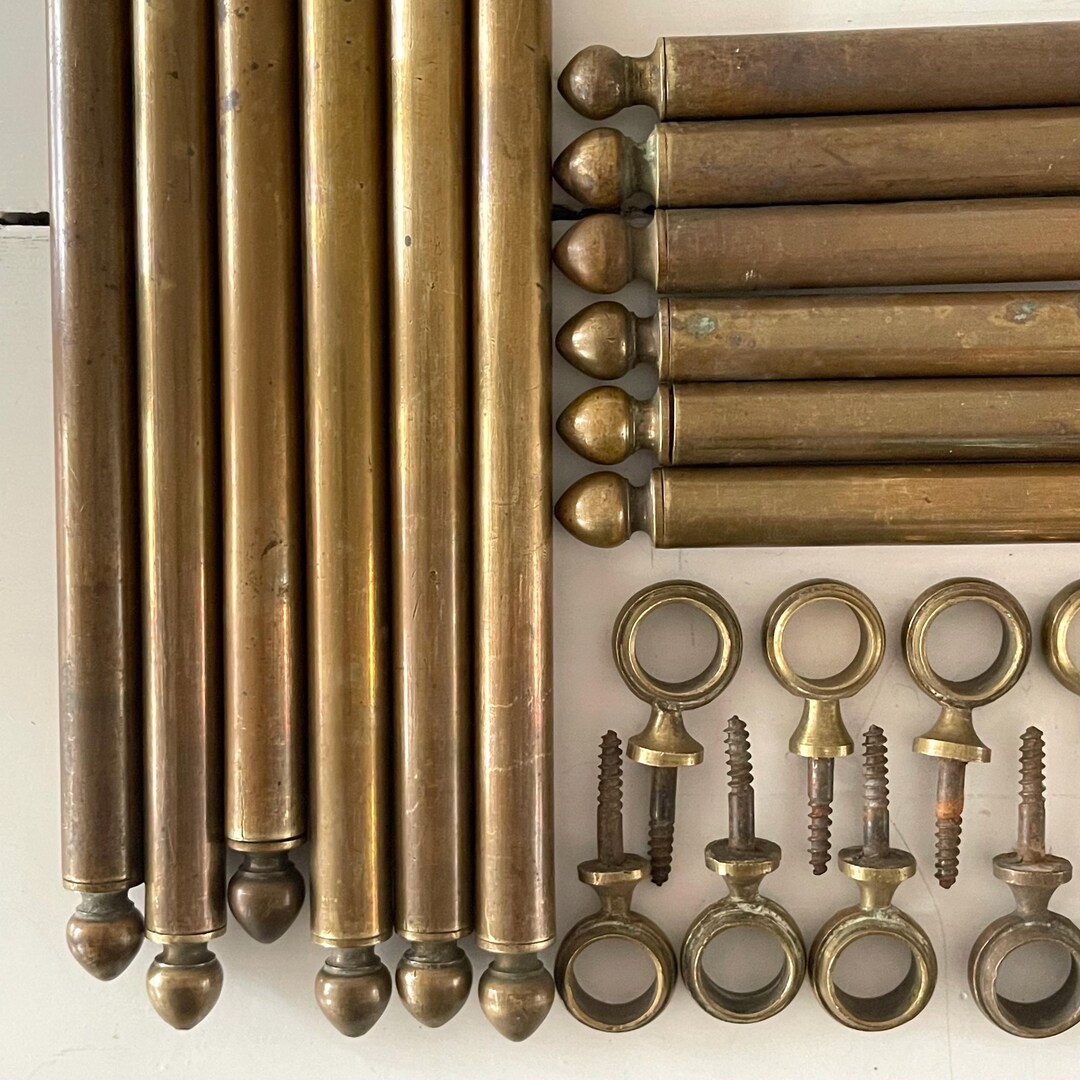 33 1/4 French Antique Brass Café Rod, Pot Rack, Picture Rail, Stair Rod ...