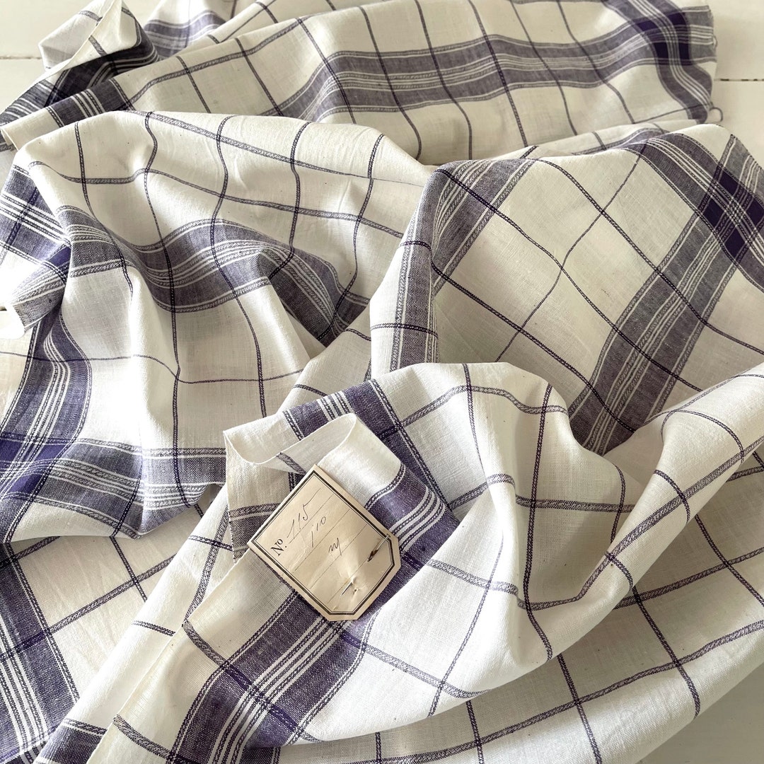SOLD 3 Meters French Vintage Blue Checked Linen Crafting - Etsy