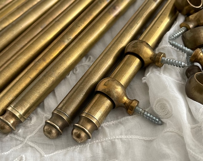 24 1/4" French Antique Cafe Rod, Pot Rack, Stair Rod With Fixing Loops ...