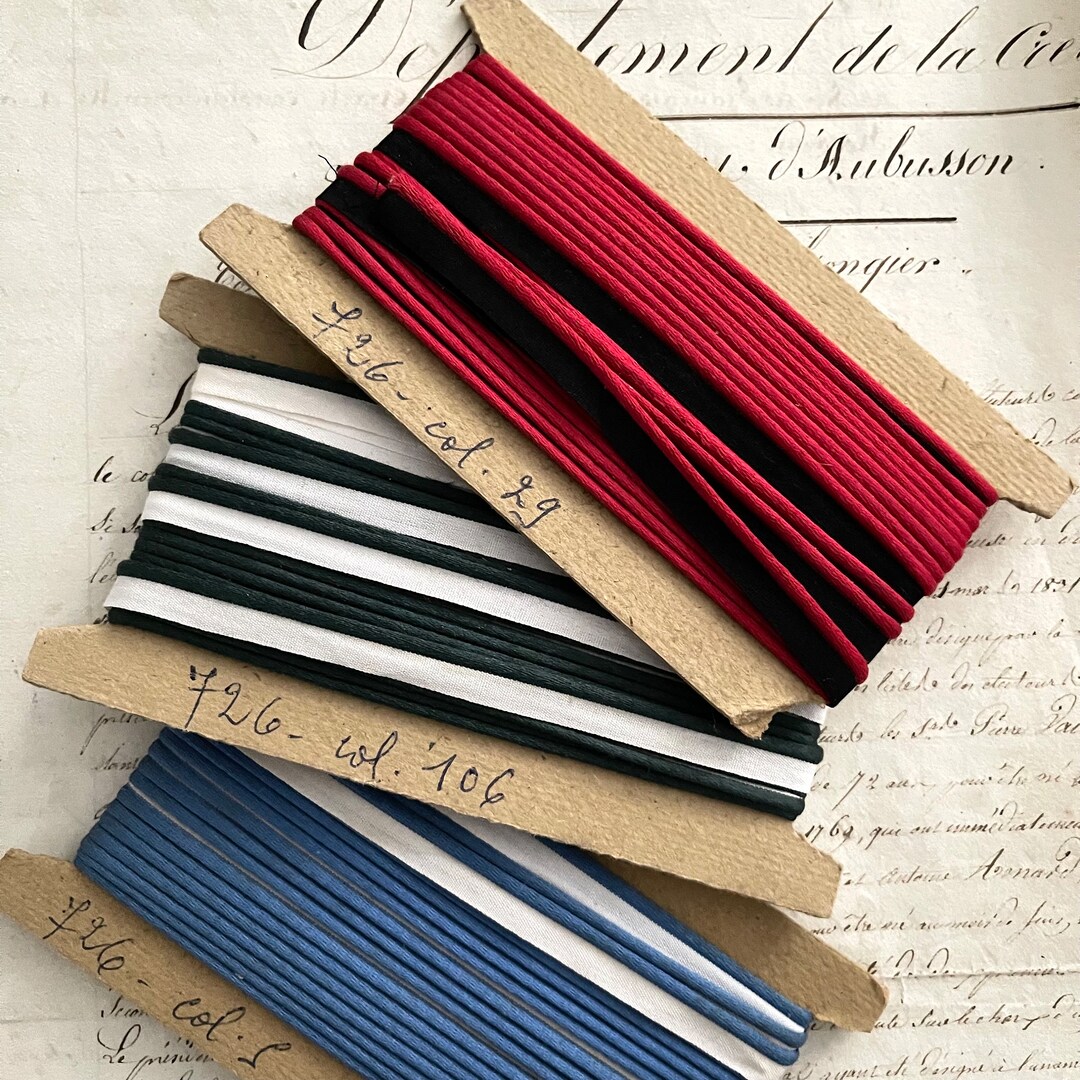 French Antique Satin Military Piping, Ribbon, Tape, Trim, Passementerie ...