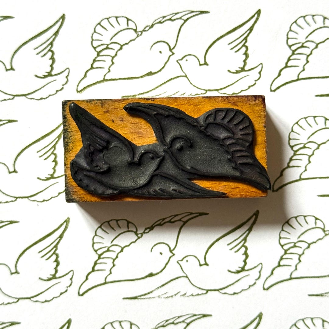 French Vintage School Stamp Doves - Etsy