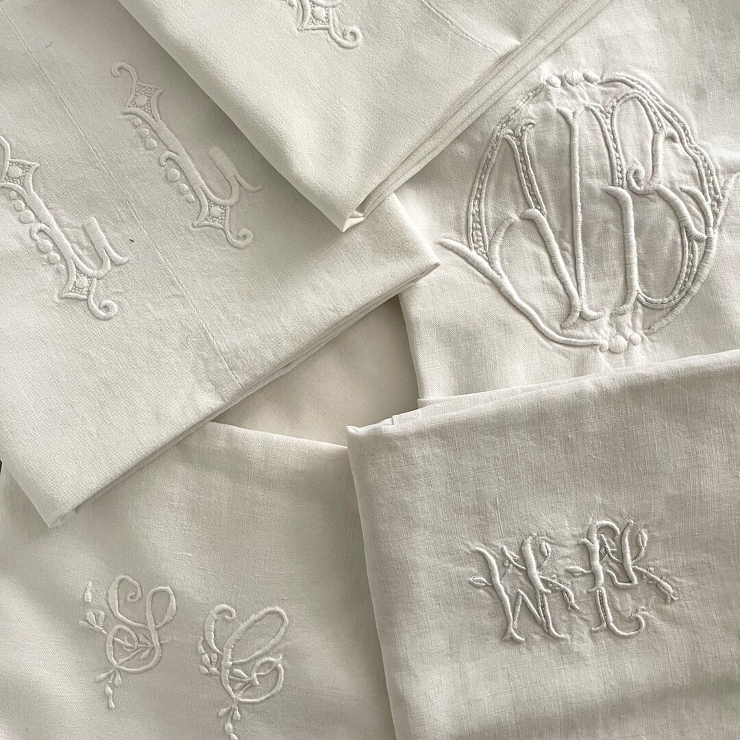 French Antique Monogrammed Linen, Craft Linen, Torchon, Tea Towel ...