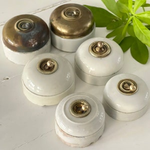 French Vintage Brass / Porcelain Light Switch - Etsy