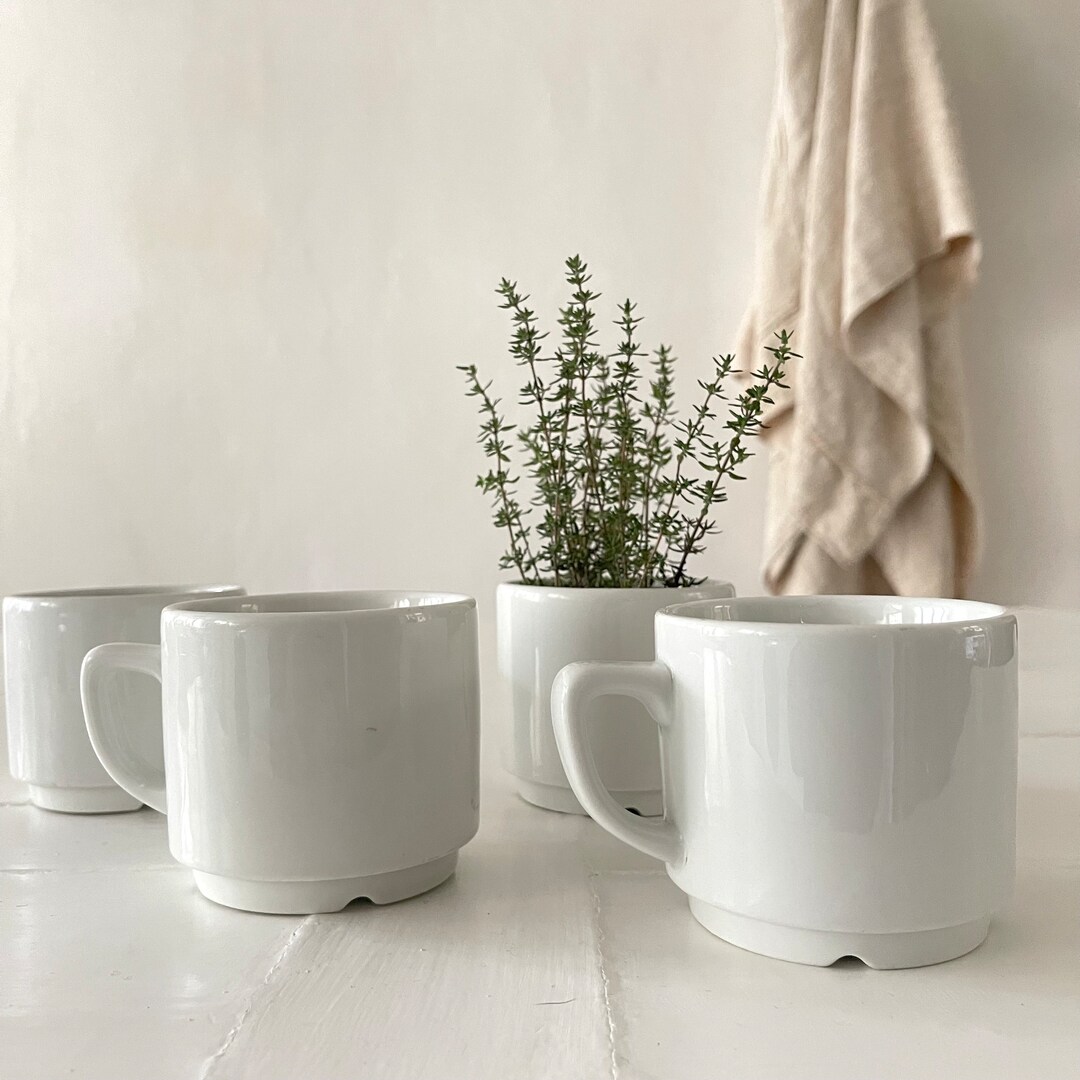 4 French Vintage 'apilco' Cups / Mugs - Etsy