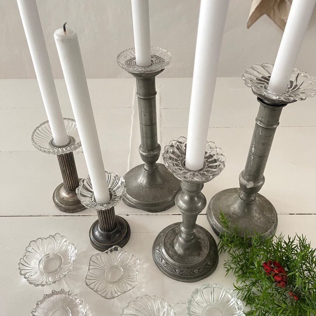 French Antique Hand Picked Chandelier Cup, Candle Drip Plate, Bobèche ...