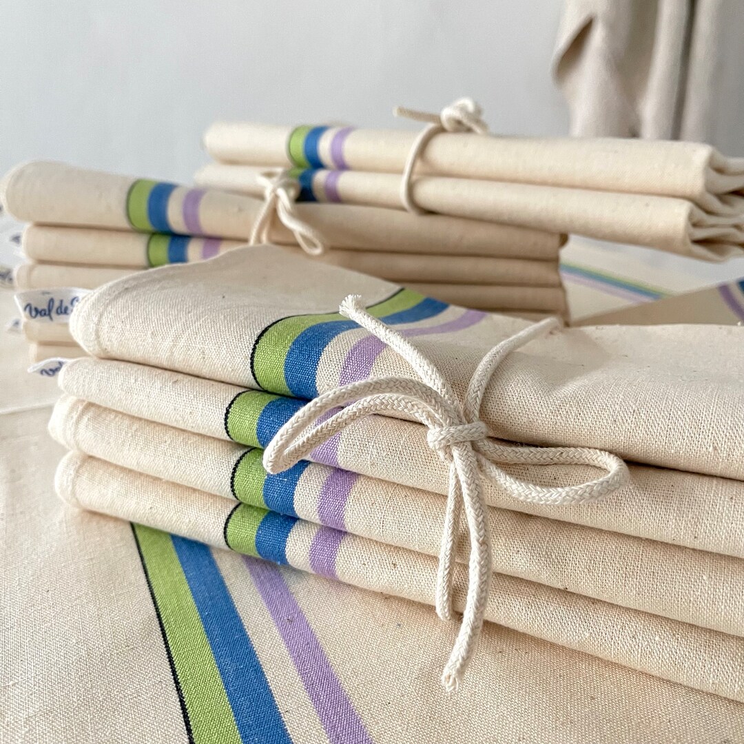 Bundle French Vintage 'val De Sèvre' Stripey Torchons / Napkins Blue ...