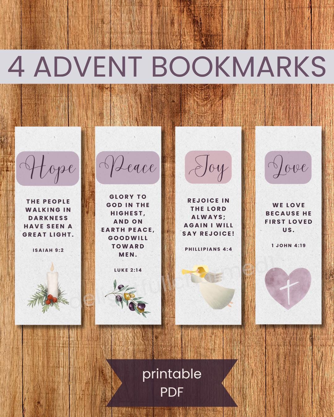 Christian Christmas Bookmark Set - Ready to Print Digital Download for ...