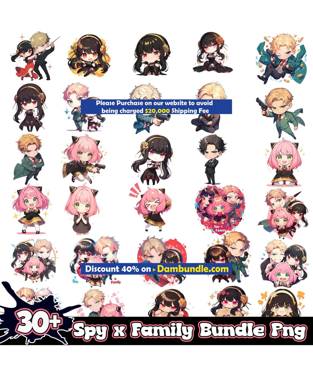 Spy X Family Anime Emotes Digital PNG, Anime Trending 2024 Png Bundle ...
