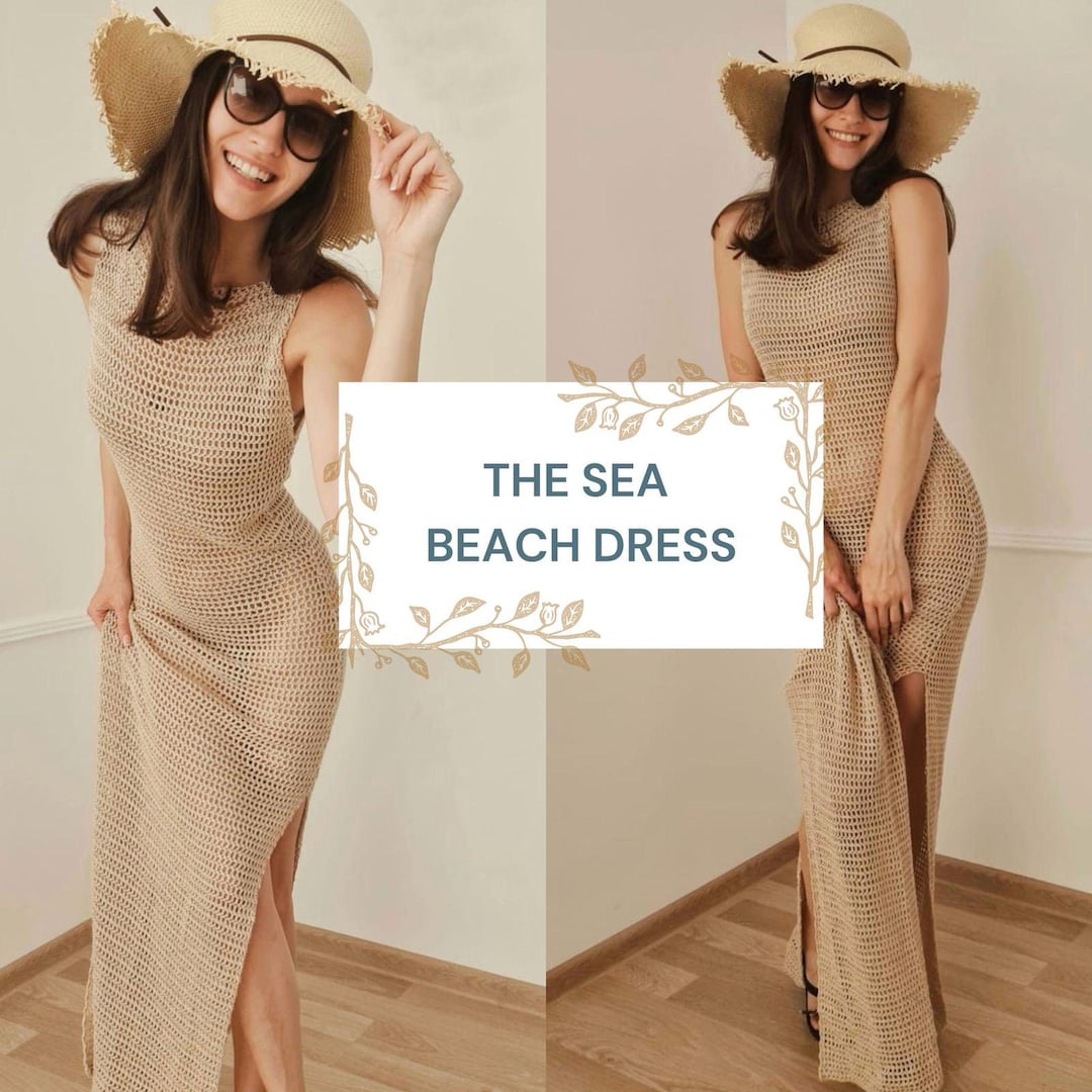 Patrón de crochet n.° 68 “The Sea Beach Dress”, talla XS-XL, vestido ...