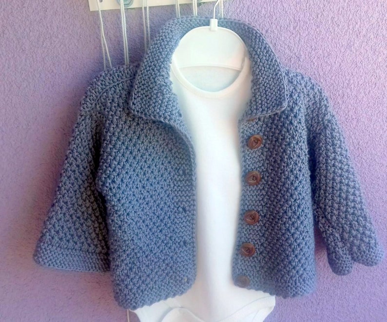 Knitting Pattern #36-“LONG SLEEVE BABY Jacket”-by Asmartpattern.size 6-9 Months.detailed ...