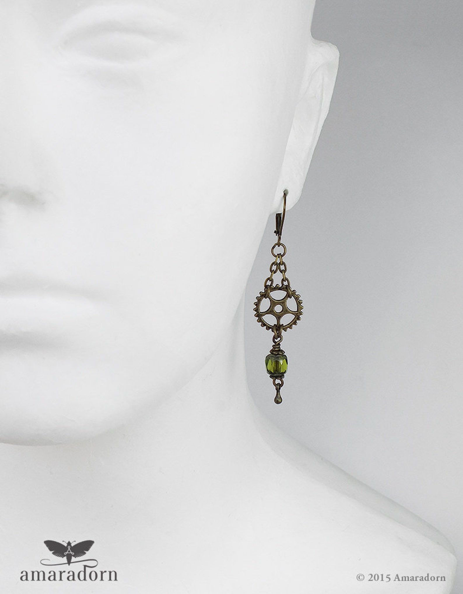 Grungy Gears Earrings Olive Green Steampunk Earrings - Etsy